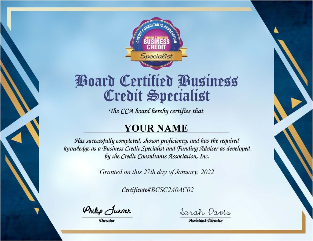 Board Certified Business Credit Specialist – Building Business Credit